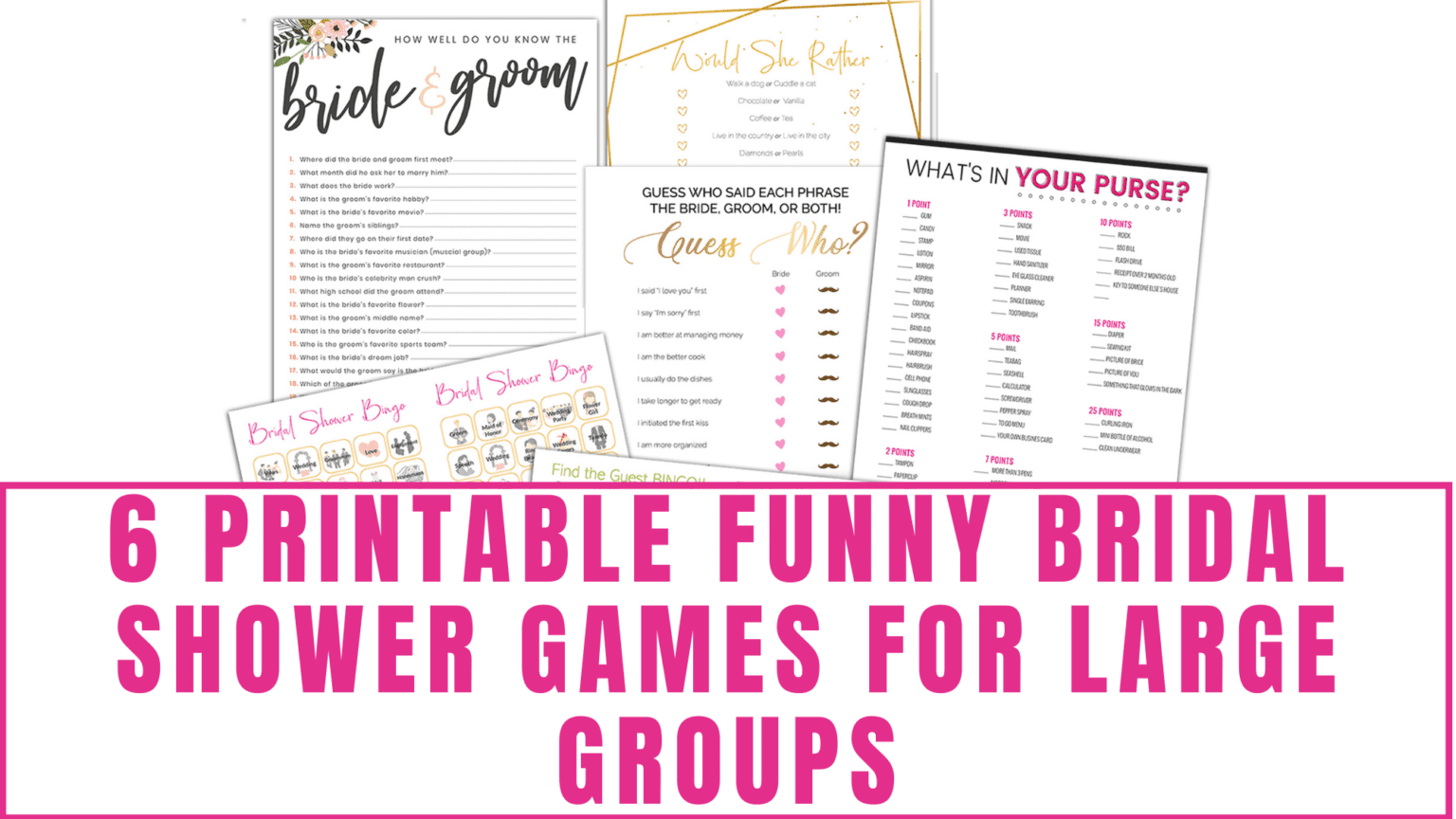 Printable Funny Bridal Shower Games for Large Groups