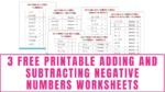 Free Printable Adding and Subtracting Negative Numbers Worksheets