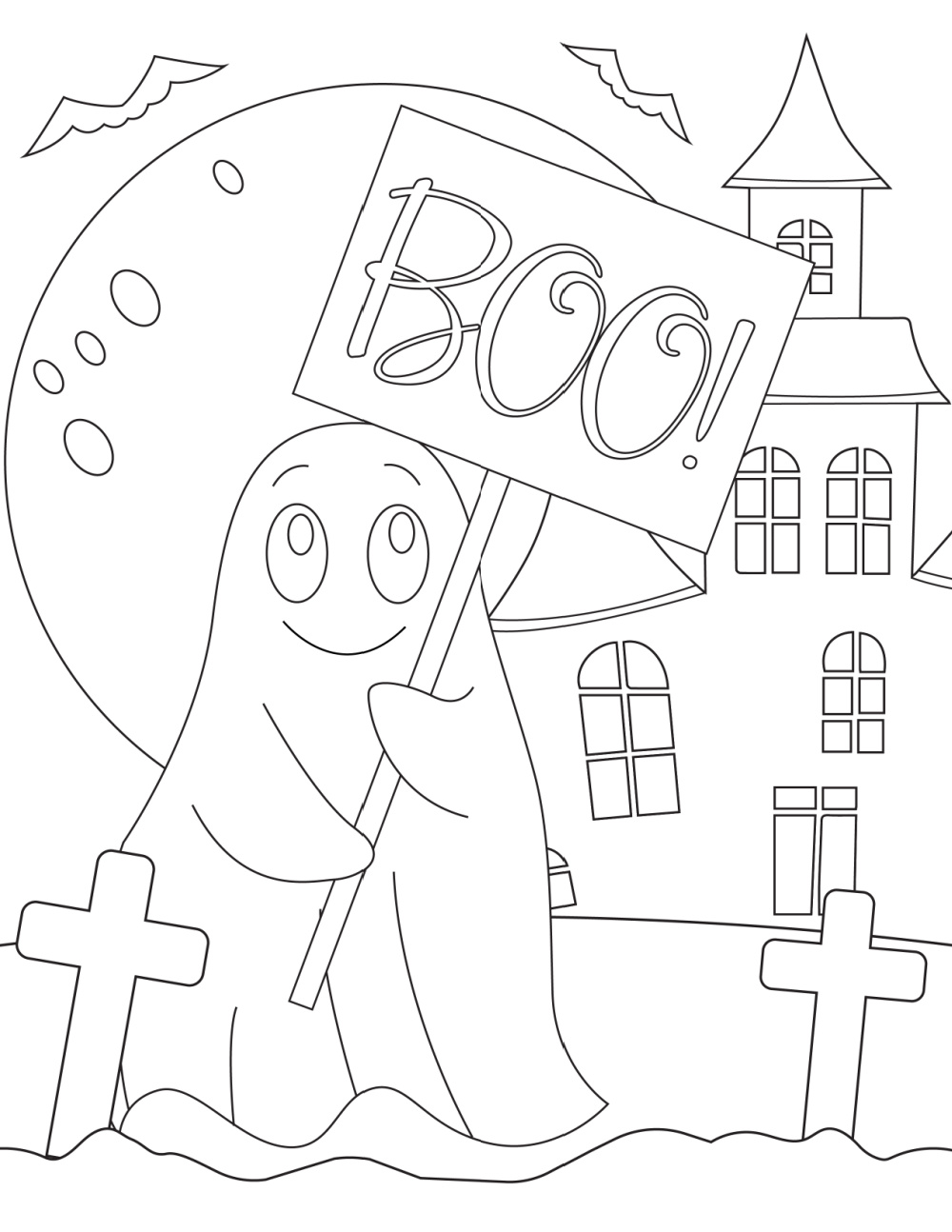 3 Free Printable Cute Ghost Coloring Pages