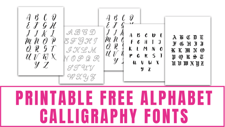 Free Printable Alphabet Letters: Calligraphy Fonts