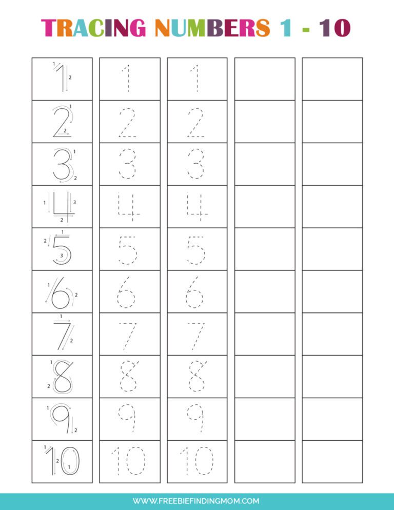 Printable Tracing Numbers: Worksheets for Kindergarten