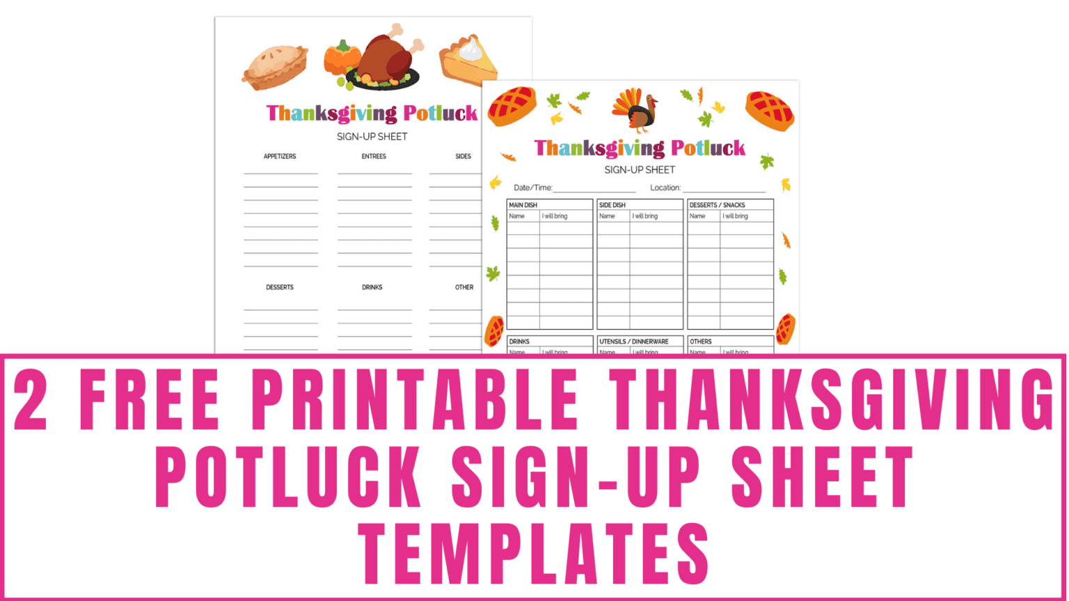Free Printable Thanksgiving Potluck Sign-Up Sheet Templates