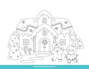 Free Christmas Coloring Sheets Printable PDF: Gingerbread House