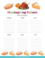 Free Printable Thanksgiving Potluck Sign-Up Sheet Templates