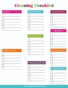 Home Cleaning Schedule Printable Templates