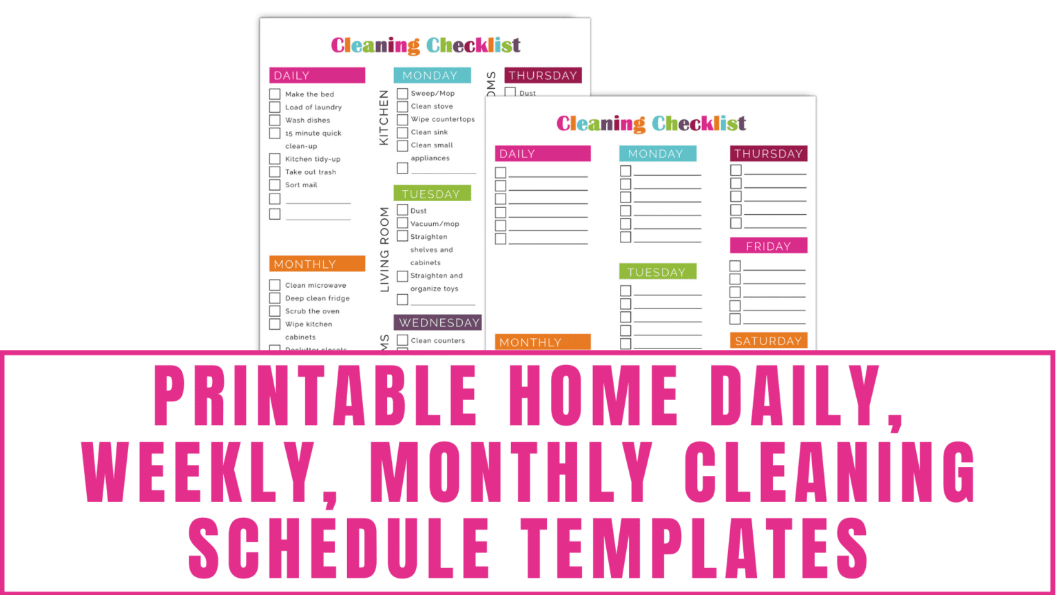 Home Cleaning Schedule Printable Templates