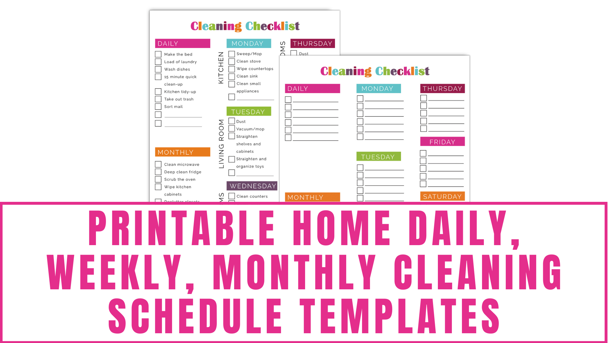 Home Cleaning Schedule Printable Templates