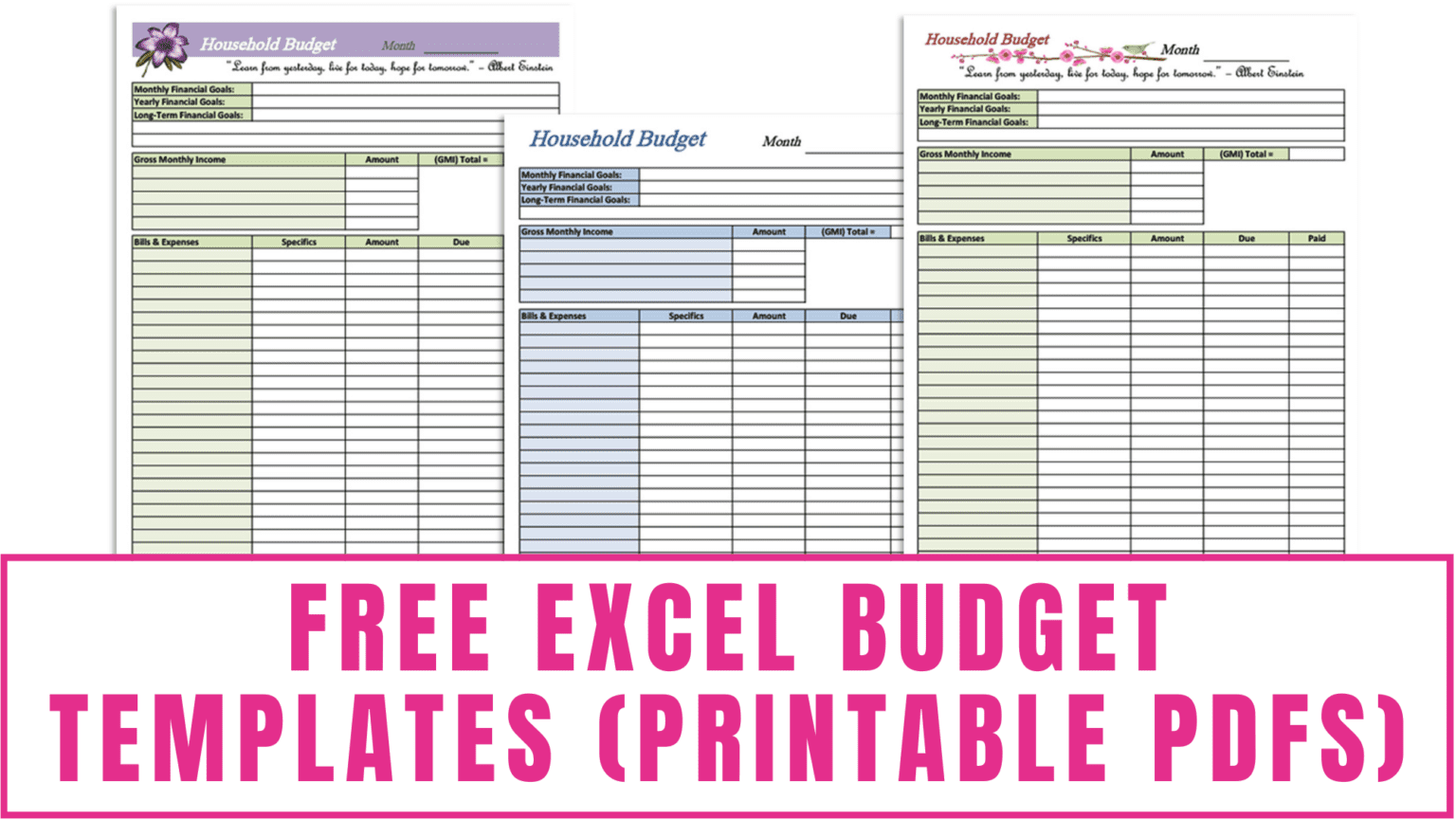 Free Excel Budget Templates (Printable PDFs)