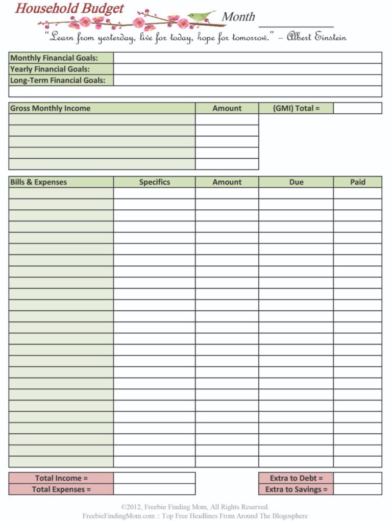 Free Monthly Budget Templates (Printable PDFs)