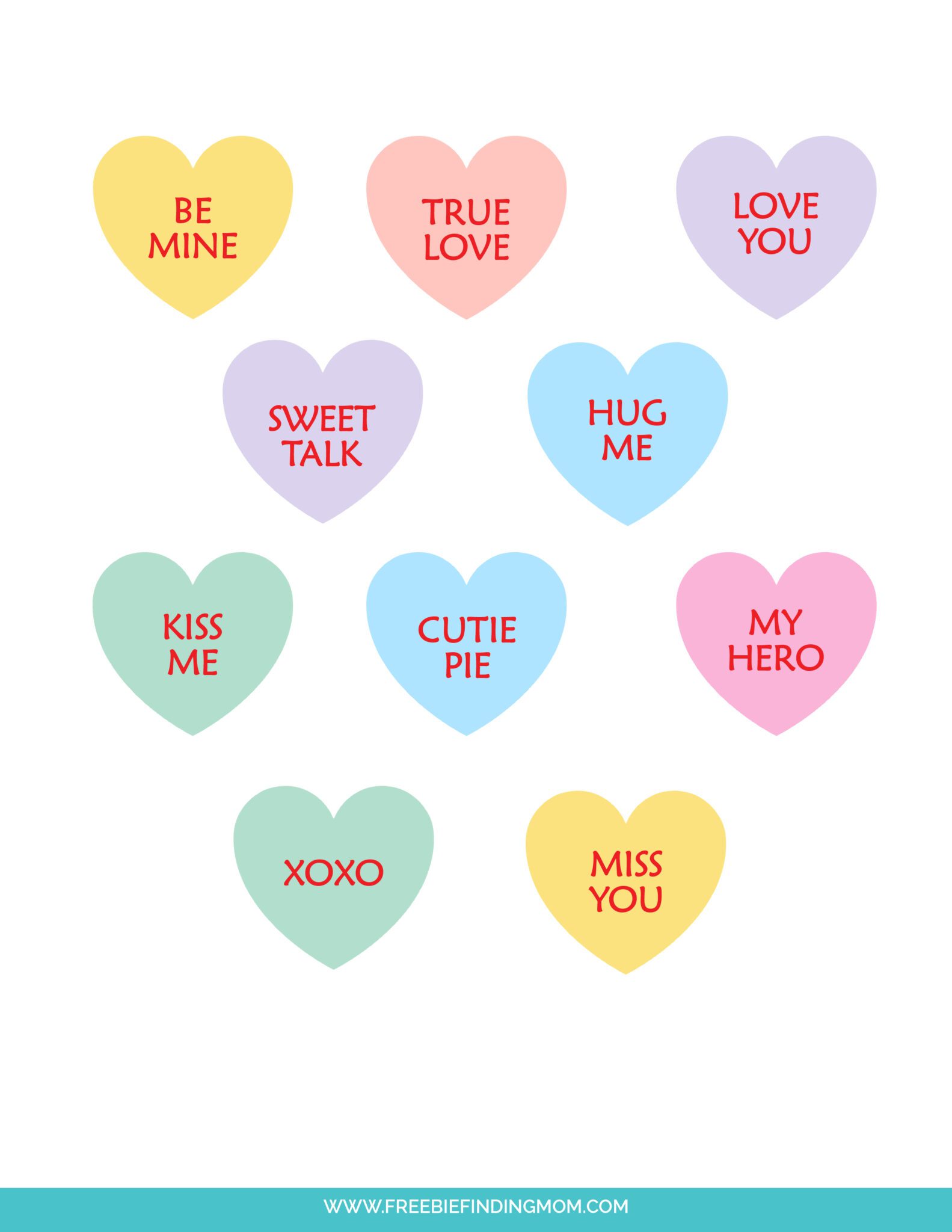 Free Printable Original Conversation Hearts Sayings