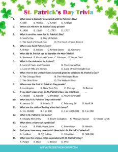 St. Patrick’s Day Trivia Questions and Answers