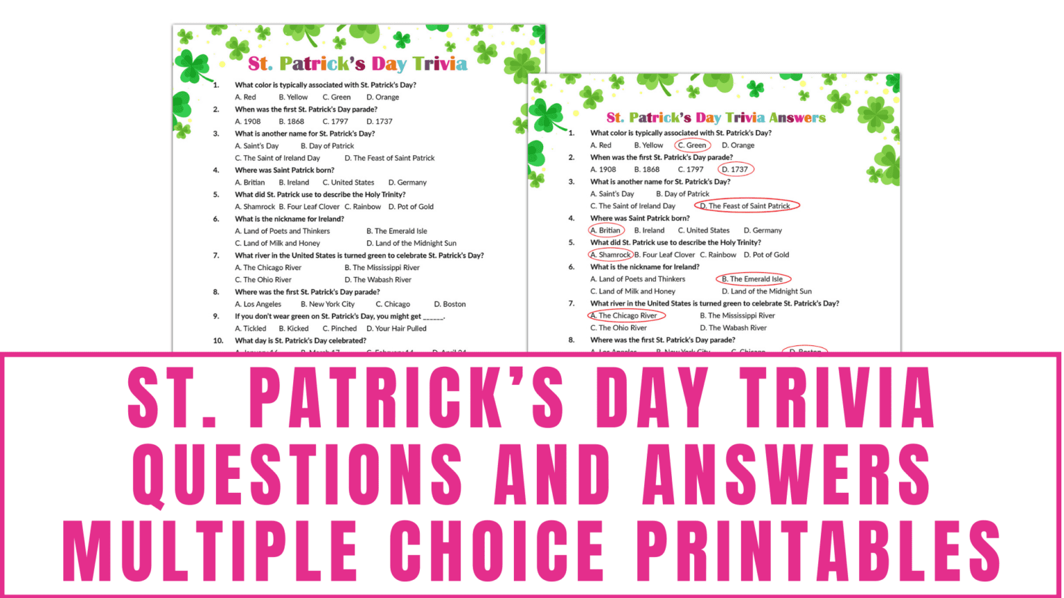 St. Patricks Day Crafts Printable: Trivia Questions and Answers