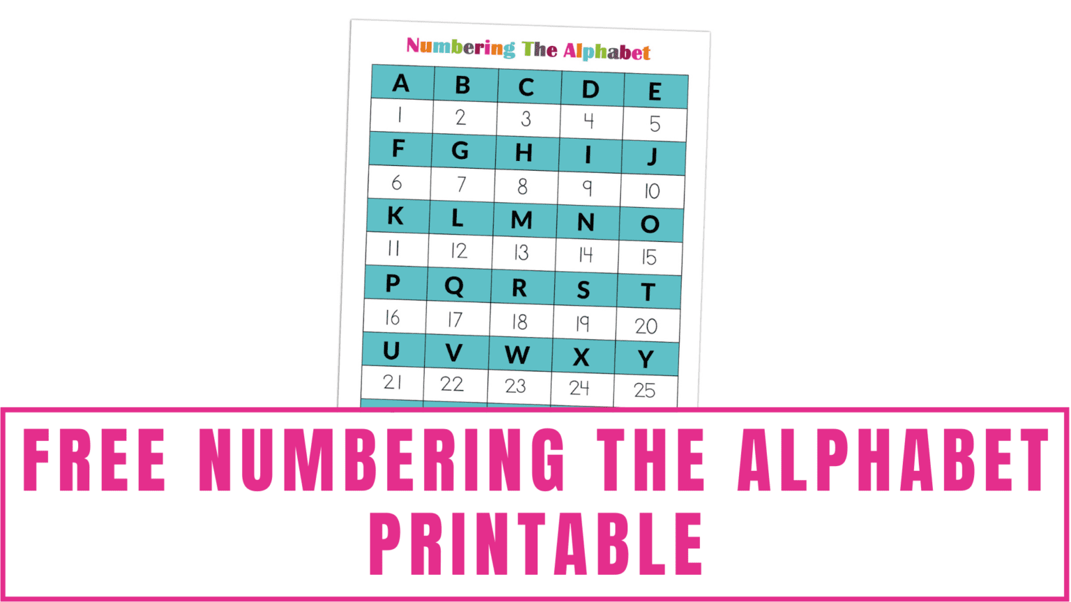Free Numbering the Alphabet Printable