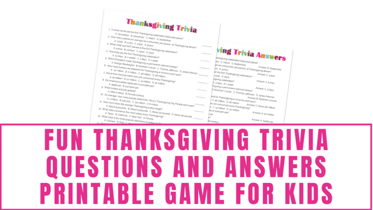 Printable Thanksgiving Activities For Kids: Fun Trivia Game