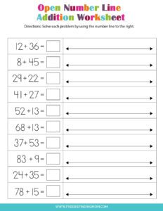 Free Open Number Lines: Addition and Subtraction Printables