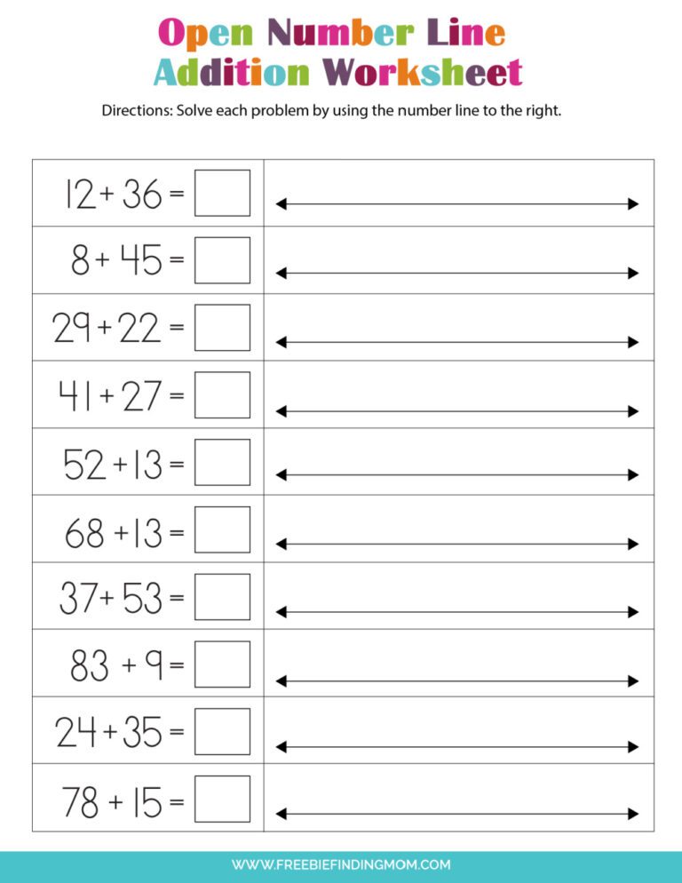 Free Open Number Lines: Addition and Subtraction Printables