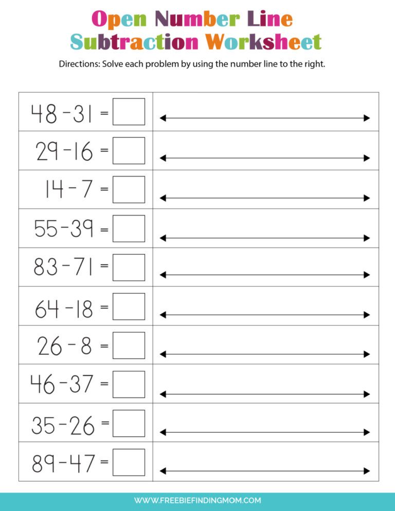 Free Open Number Lines: Addition and Subtraction Printables