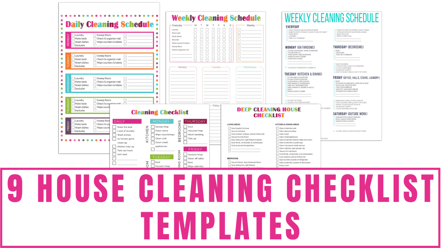 9 House Cleaning Checklist Templates