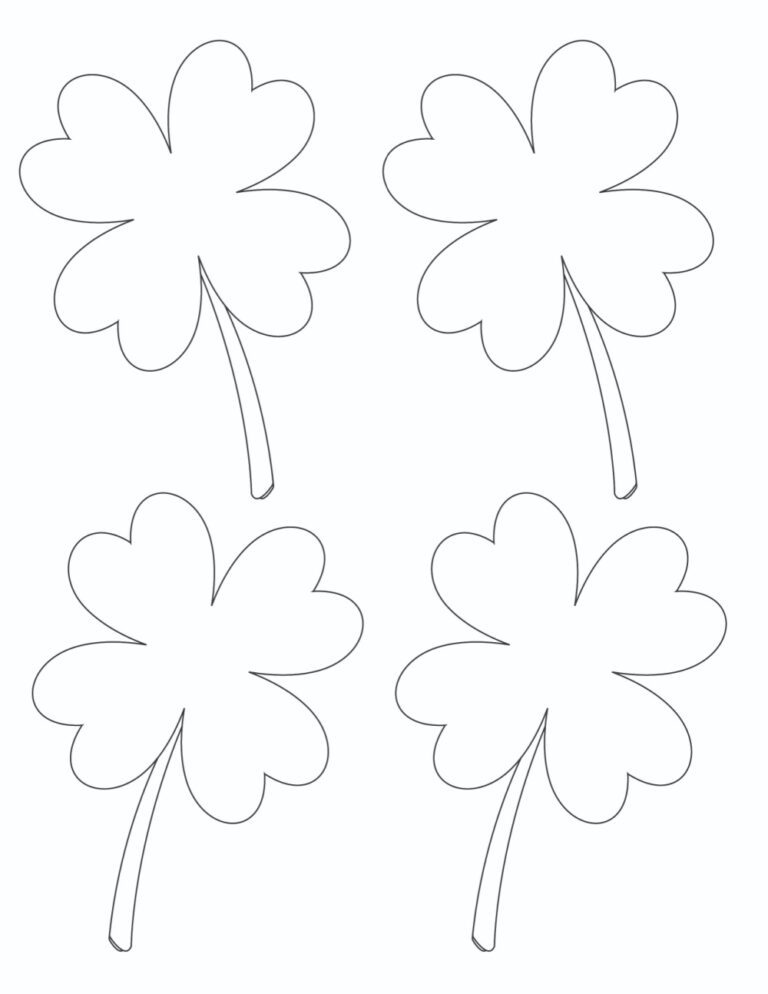 3 Free Printable Four Leaf Clover Outlines