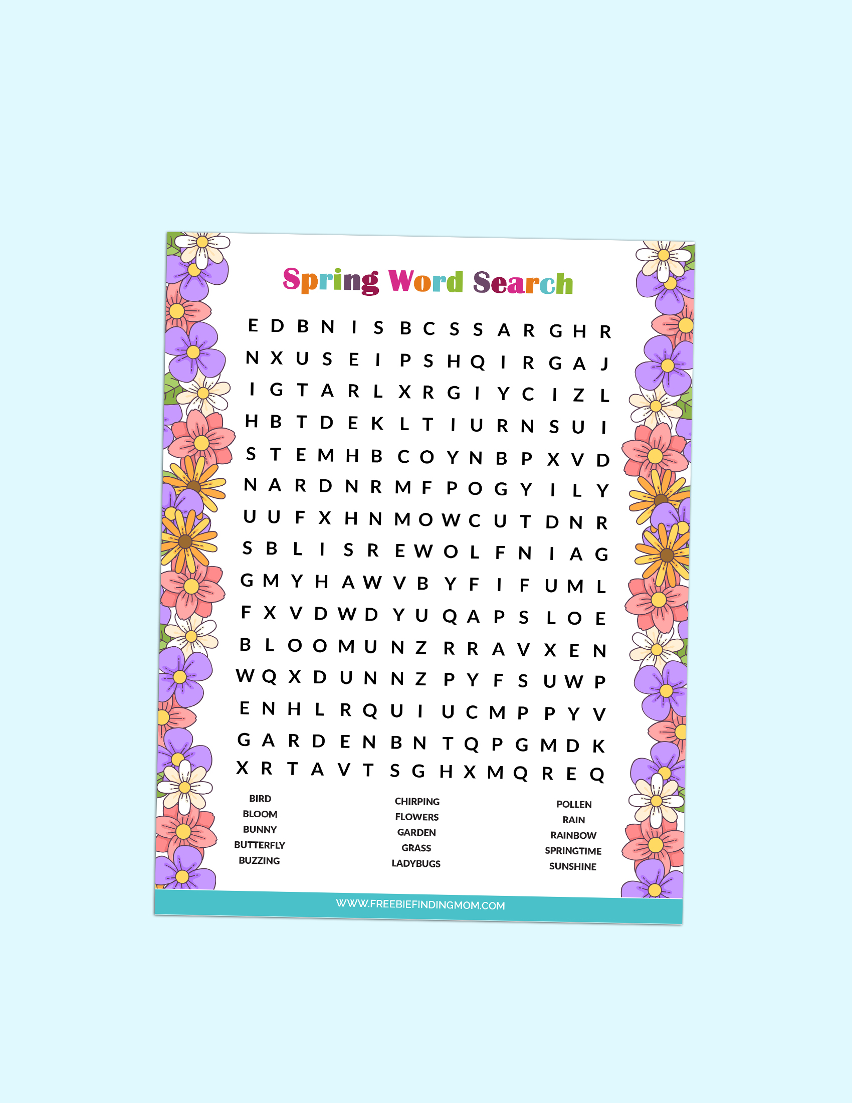 Colorful Printable Letters Printable Word Searches