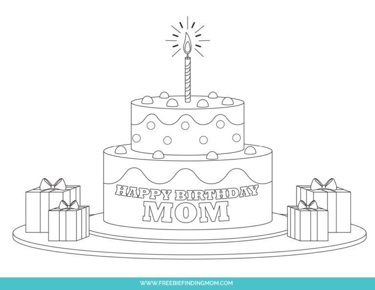 Free Cute Happy Birthday Mom Shapes Coloring Pages Printable