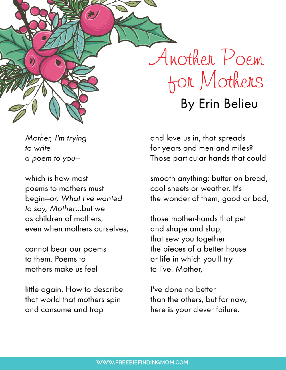 3 Free Printable Short Poems for Moms