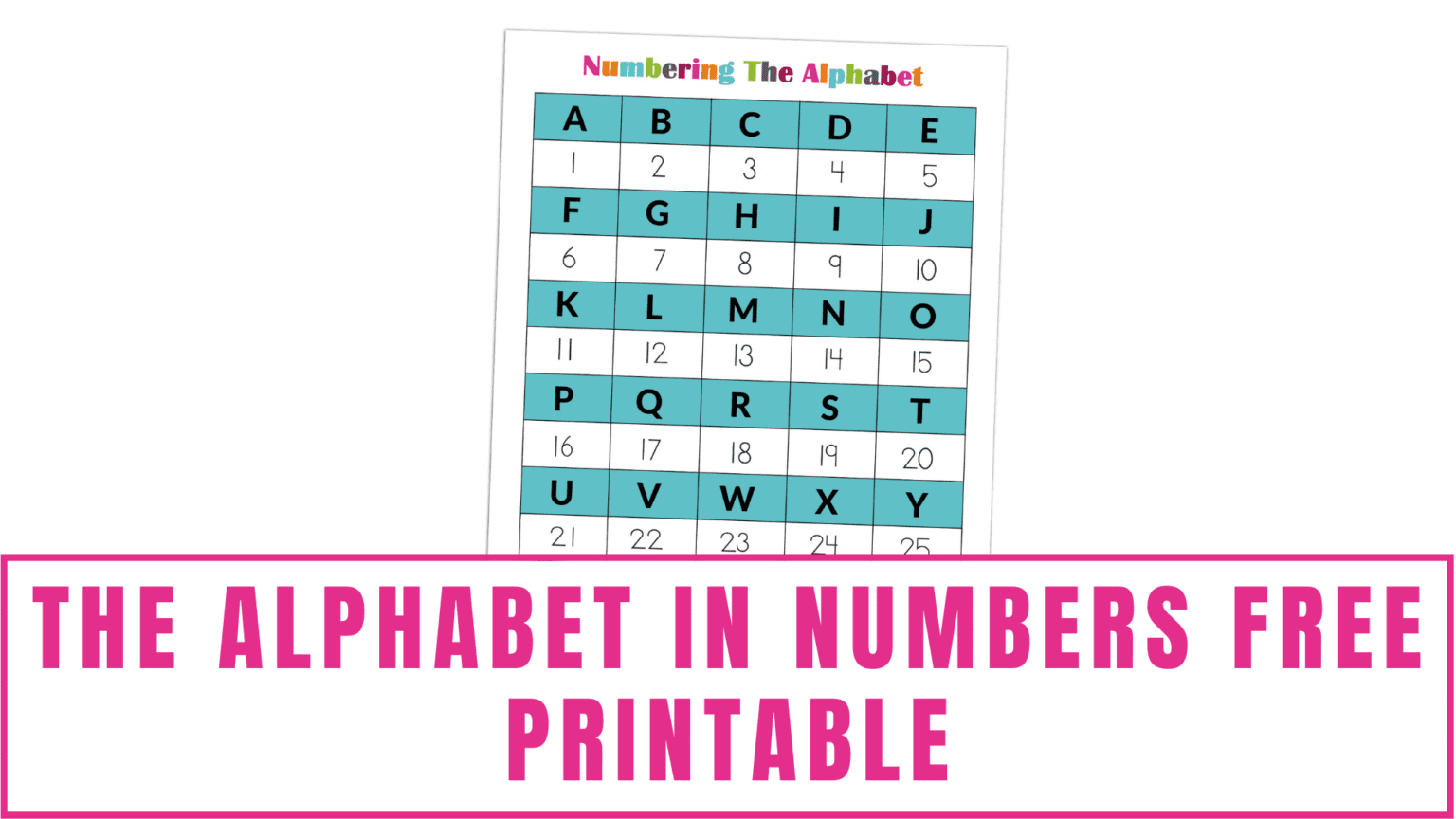The Alphabet in Numbers Free Printable