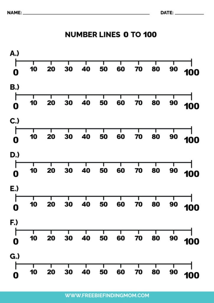Free Printable Number Line to 100 PDFs