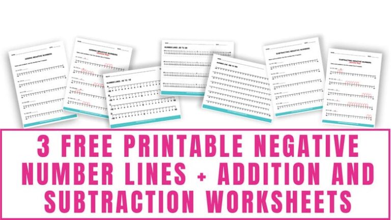 3 Free Negative Number Line PDFs + Worksheets - Freebie Finding Mom