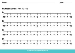 3 Free Negative Number Line PDFs + Worksheets - Freebie Finding Mom