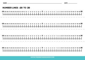 3 Free Negative Number Line PDFs + Worksheets - Freebie Finding Mom