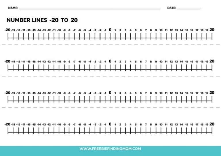 3 Free Negative Number Line PDFs + Worksheets - Freebie Finding Mom