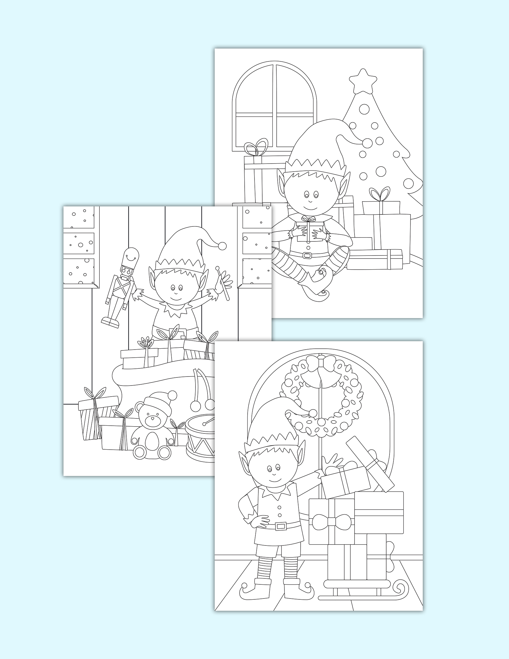 3 Printable Elf Coloring Pages