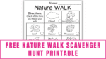 Free Nature Walk Scavenger Hunt Printable