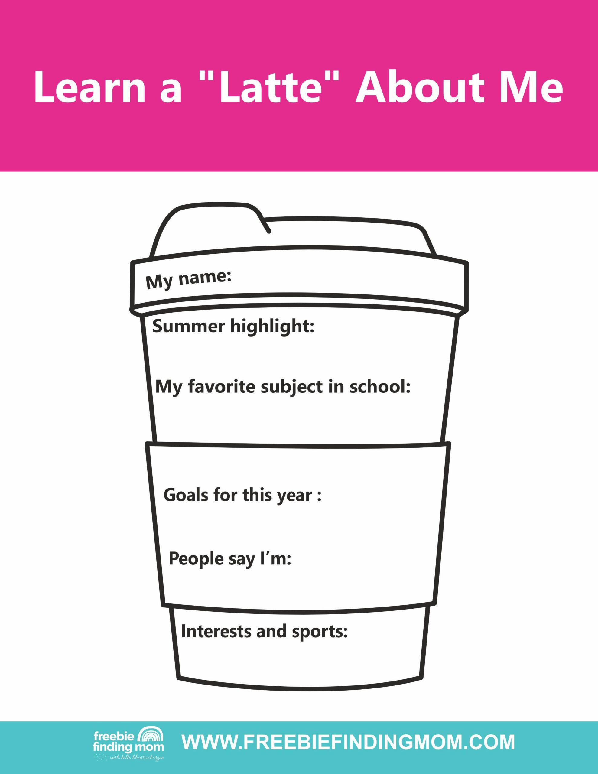 Free All About Me Templates: Learn a Latte About Me