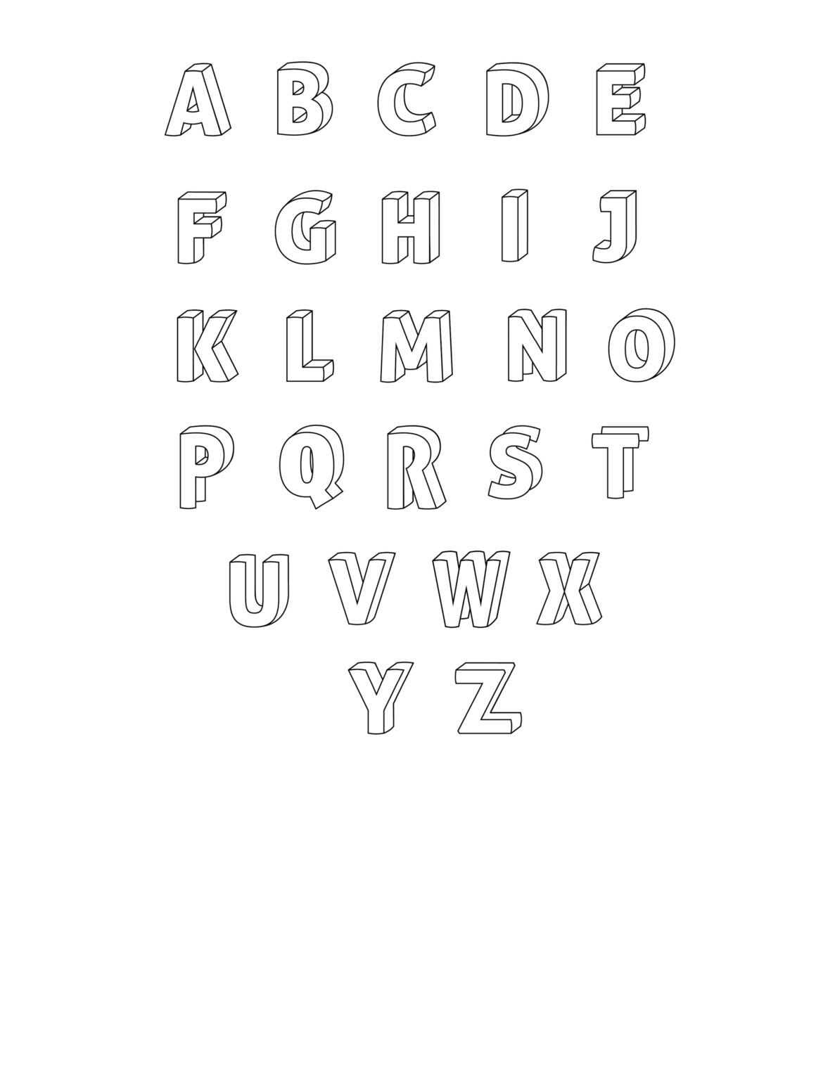 Printable 3D Bubble Letters Alphabet